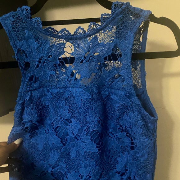 Tops | Royal Blue Lace Blouse | Poshmark
